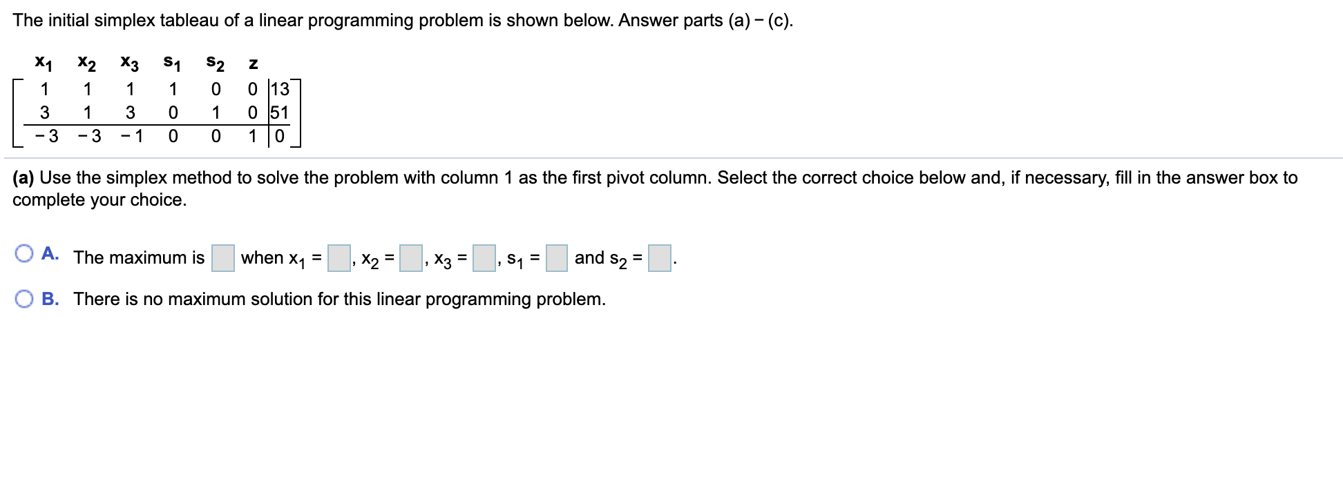 Solved The initial simplex tableau of a linear programming | Chegg.com
