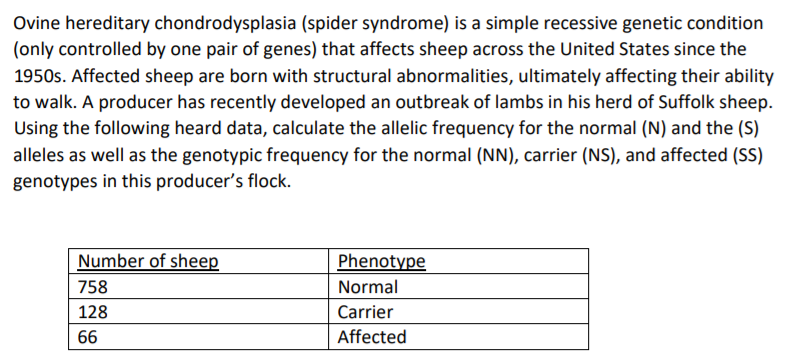Ovine hereditary chondrodysplasia (spider syndrome) | Chegg.com
