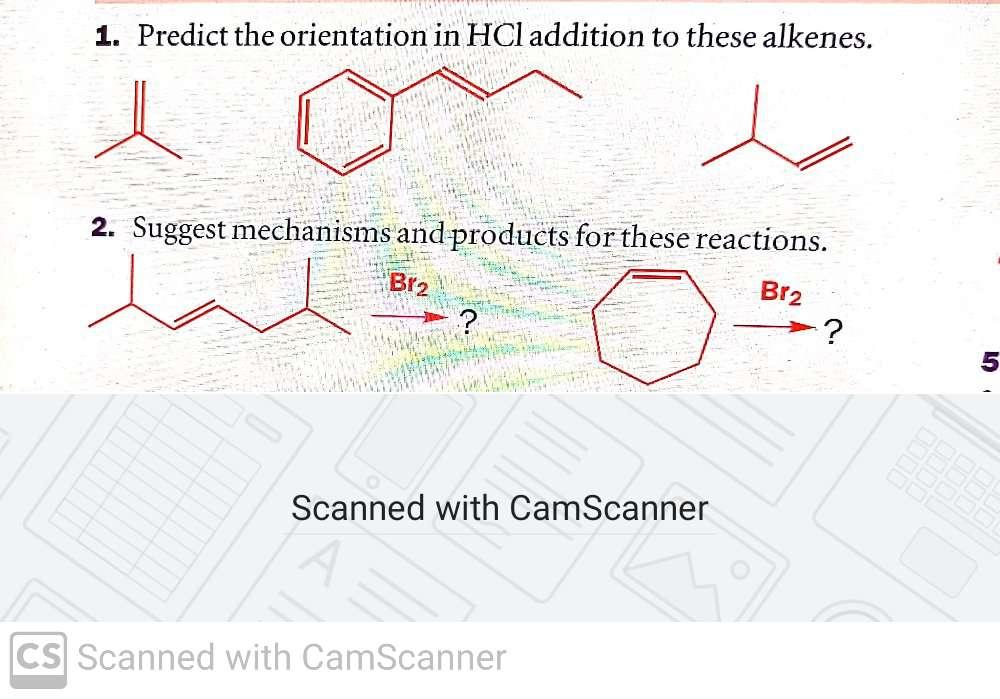 Solved 1. Predict the orientation in HCl addition to these | Chegg.com