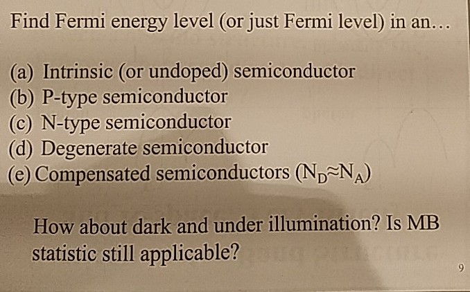 Solved Find Fermi energy level (or just Fermi level) in an | Chegg.com