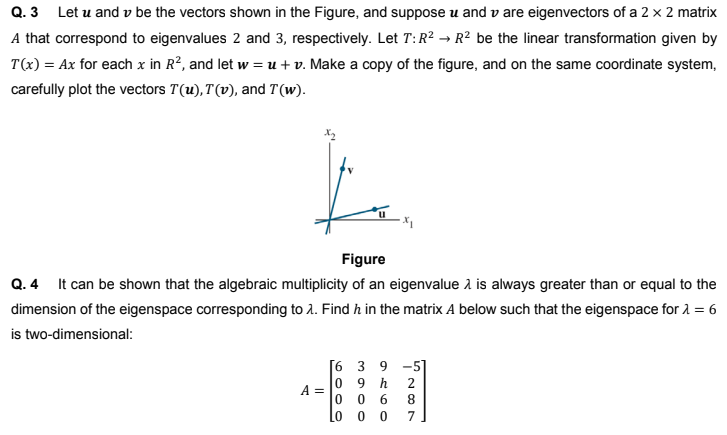 Solved Q.3 Let u and v be the vectors shown in the Figure, | Chegg.com