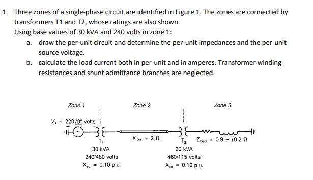Solved 1. Three zones of a single-phase circuit are | Chegg.com