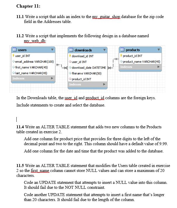 Solved Chapter 11: 11.1 Write a script that adds an index to | Chegg.com