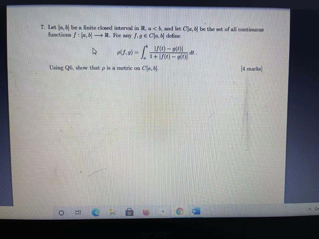 Solved Q 6 : d(x,y) = (I x -y I ) / (1+Ix-yI) prove that d | Chegg.com