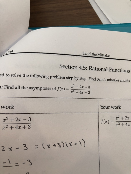 Solved Find the Mistake Section 4.5: Rational Functions ed | Chegg.com
