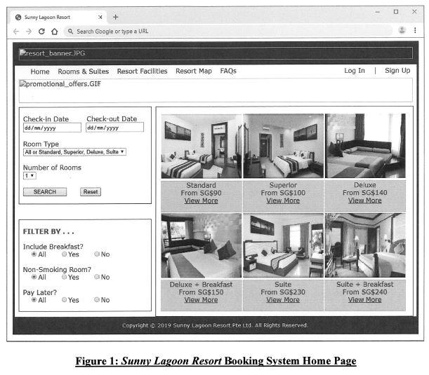 Solved (b) The wireframe of the Sunny Lagoon Resort booking | Chegg.com