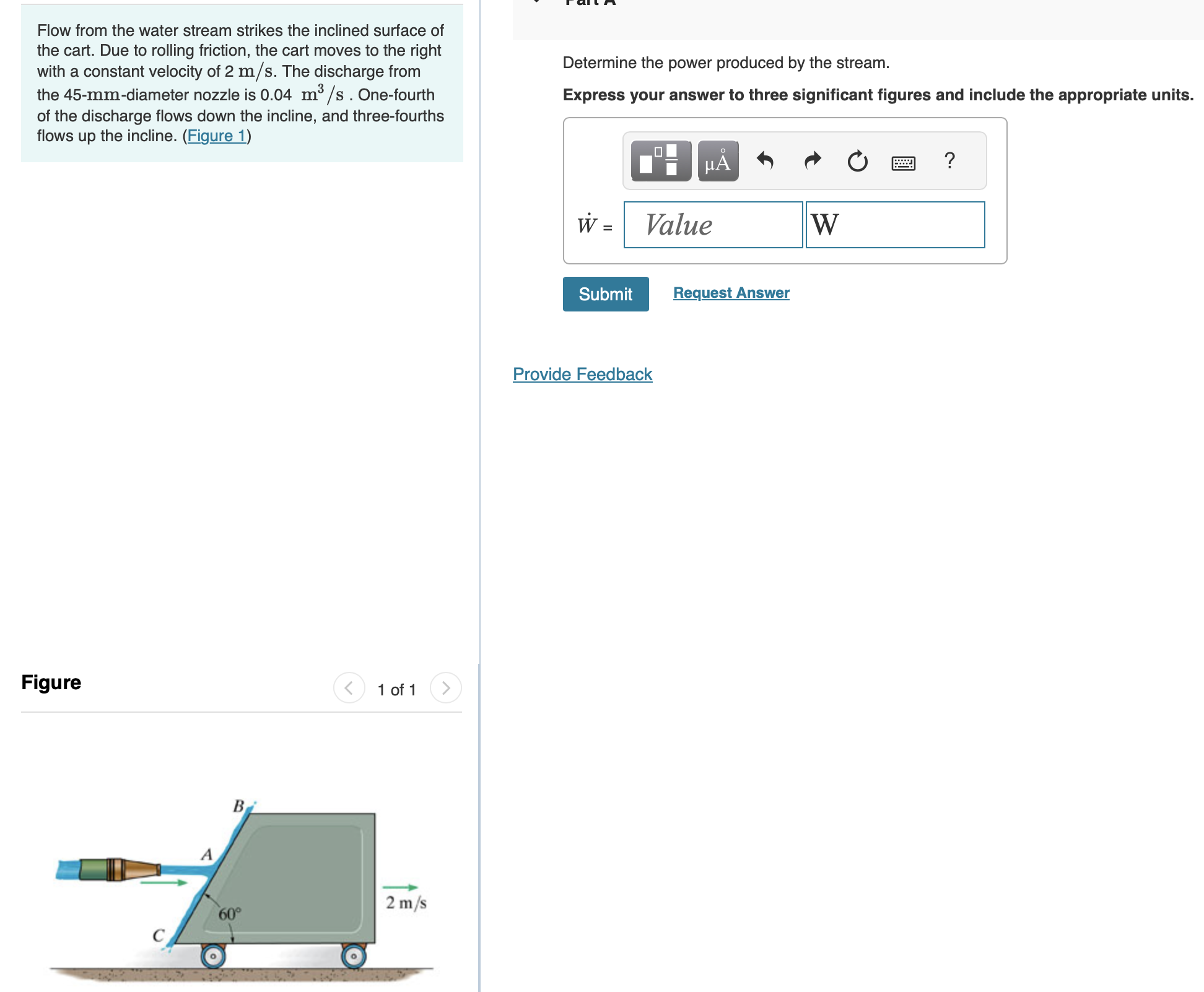 Solved Flow from the water stream strikes the inclined | Chegg.com