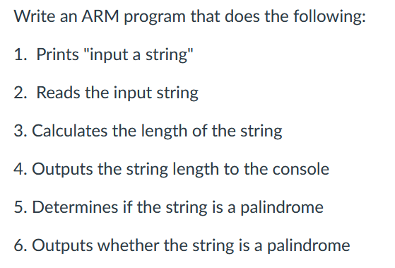 Solved Write an ARM program that does the following: 1. | Chegg.com
