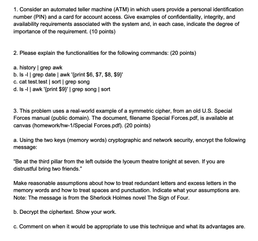 1. Consider an automated teller machine (ATM) in | Chegg.com