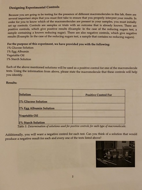 MACROMOLECULE TESTING LAB ANSWER KEY