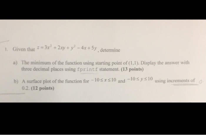 Solved Given that z = 3x^2 + 2xy + y^2 - 4x + 5y, determine | Chegg.com