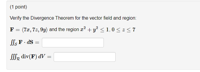Solved Verify the Divergence Theorem for the vector field | Chegg.com