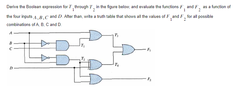Solved Derive the Boolean expression for T1 through T2 in | Chegg.com