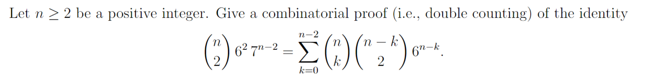 Solved Let n≥2 ﻿be a positive integer. Give a combinatorial | Chegg.com