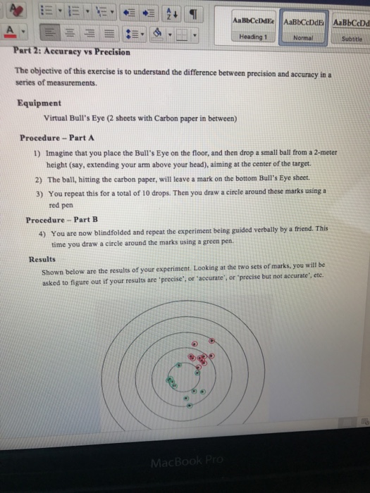 Solved Heading Normal Subtitle Part 2: Accuracy vs Precision | Chegg.com