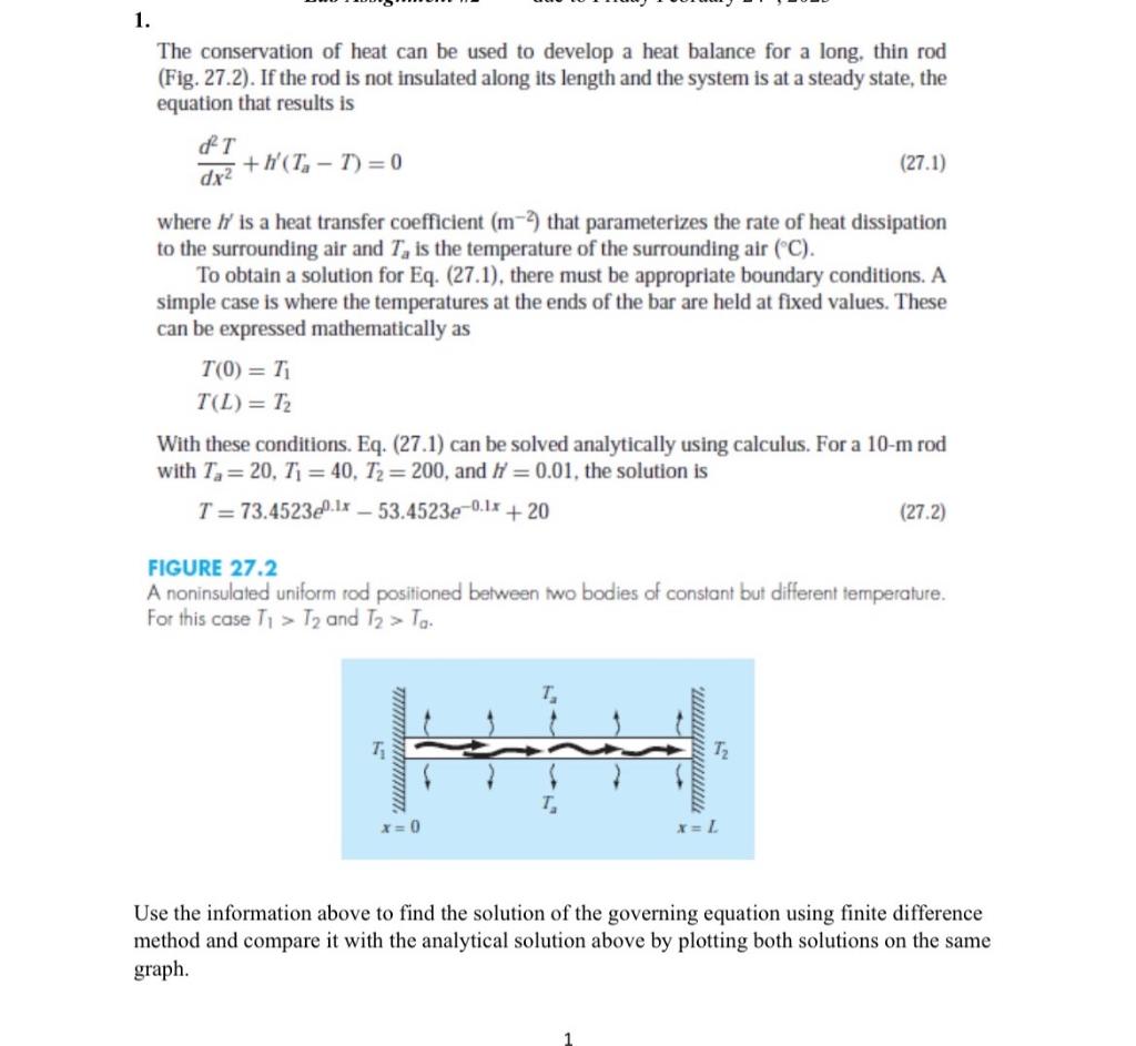 Solved The conservation of heat can be used to develop a | Chegg.com