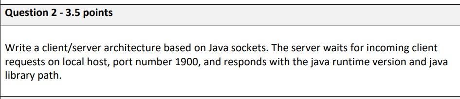 Solved Write a client/server architecture based on Java | Chegg.com
