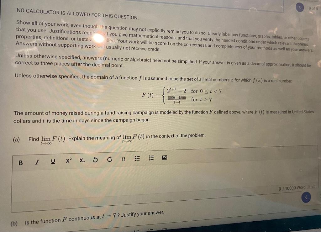 Solved NO CALCULATOR IS ALLOWED FOR THIS QUESTION. Show all | Chegg.com