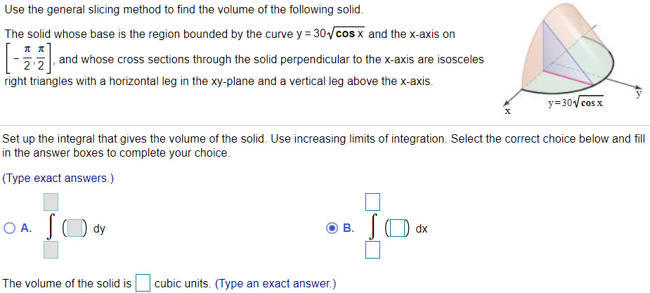 Solved Use the general slicing method to find the volume of | Chegg.com