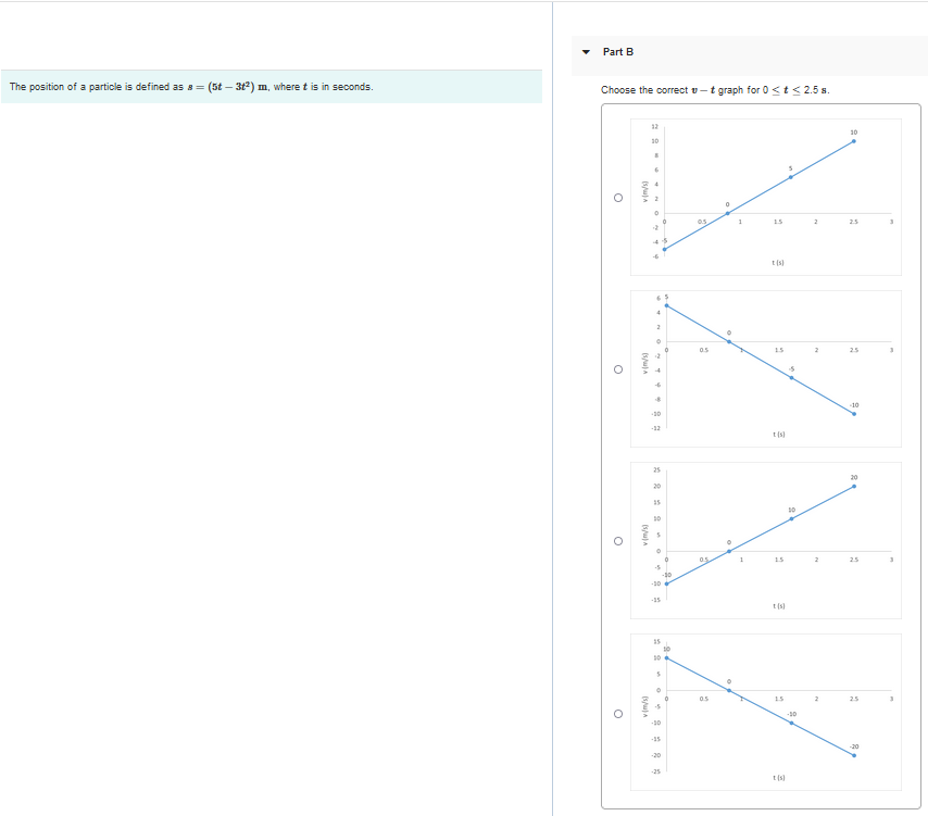 Solved The position of a particle is defined as s=(5t−3t2)m, | Chegg.com