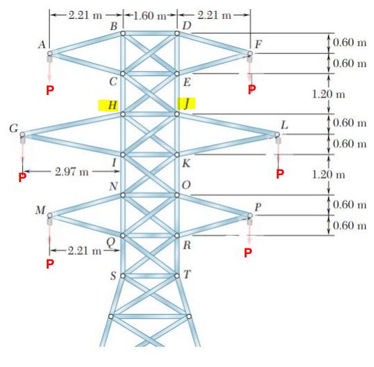 Solved There is a transmission tower with diagonal elements | Chegg.com
