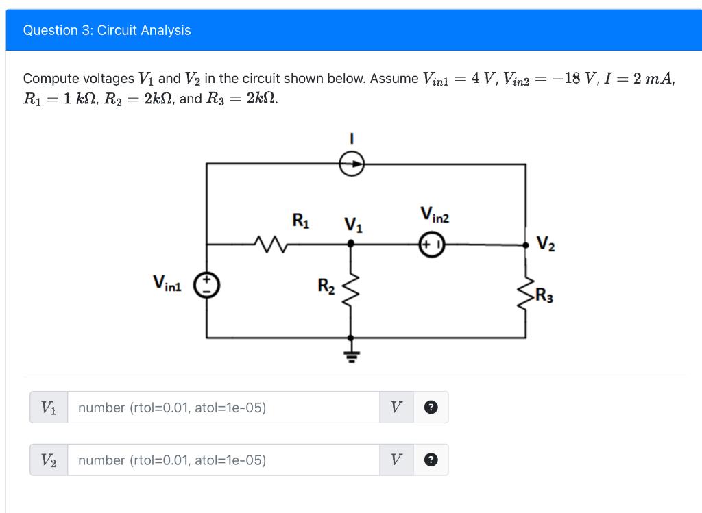 Solved Compute voltages V1 and V2 in the circuit shown | Chegg.com