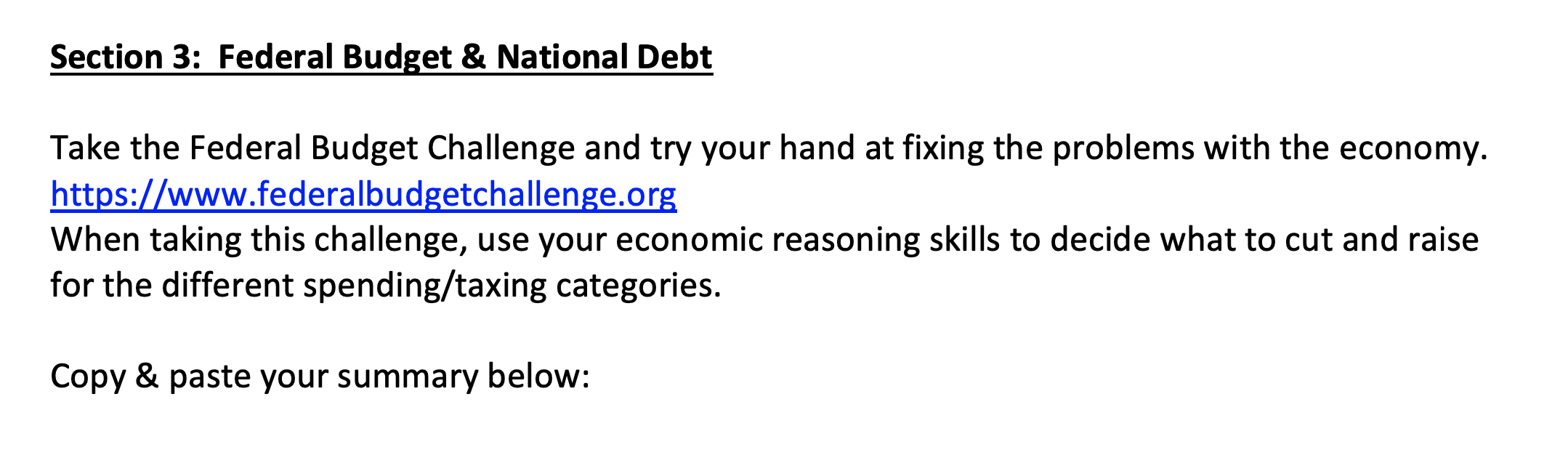 Solved Section 3: Federal Budget & National Debt Take the | Chegg.com