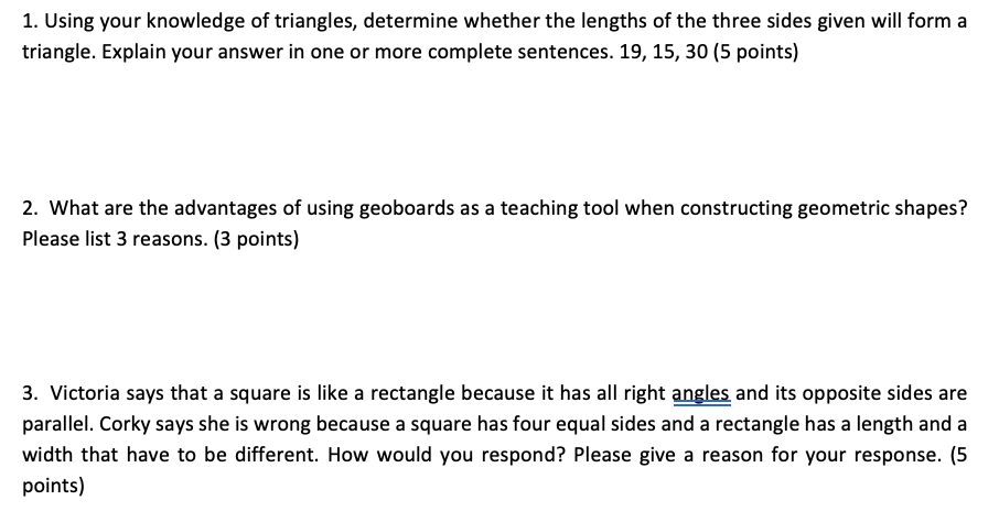 Solved 1. Using your knowledge of triangles, determine | Chegg.com