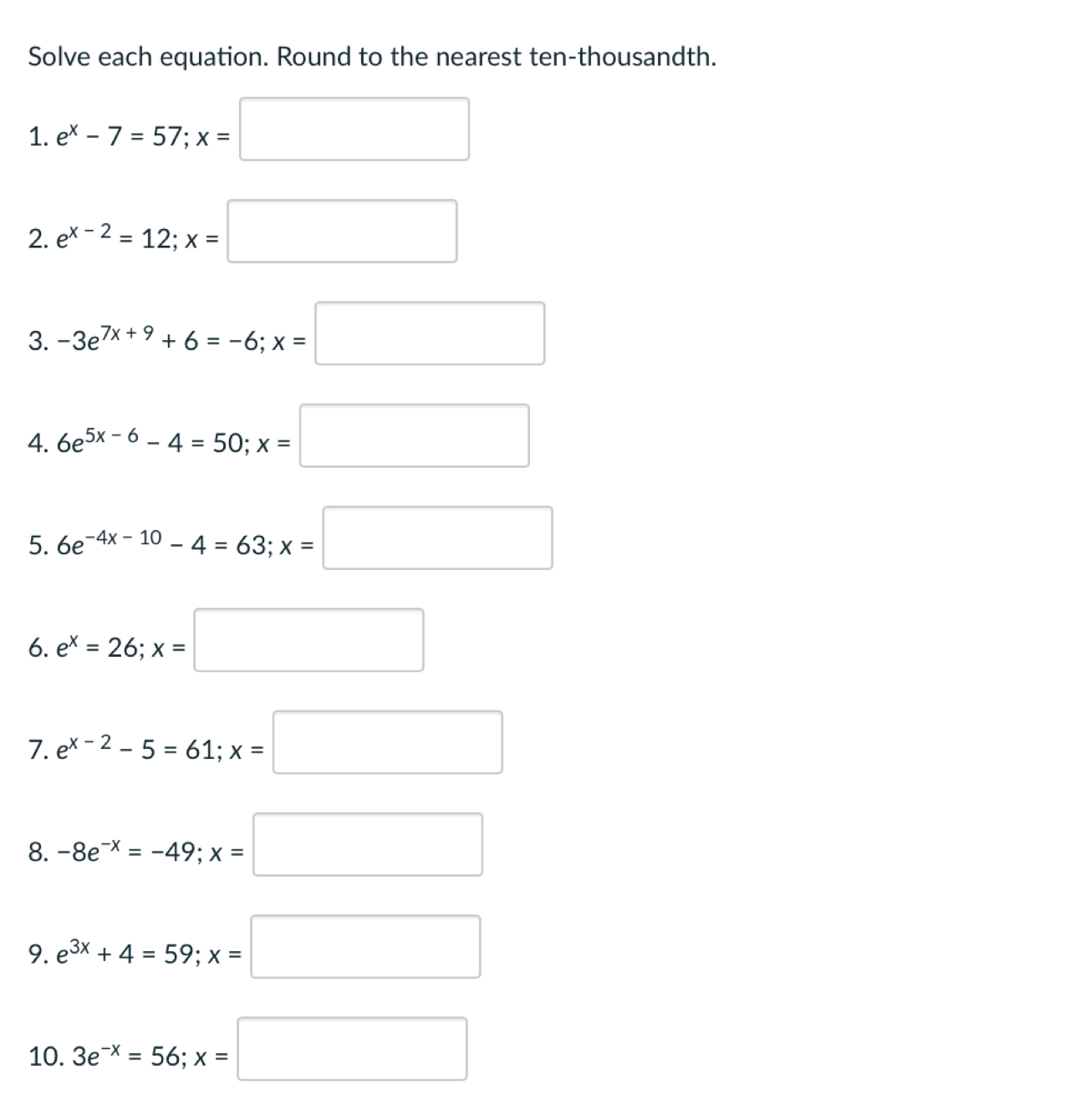 Solved Solve each equation. Round to the nearest | Chegg.com