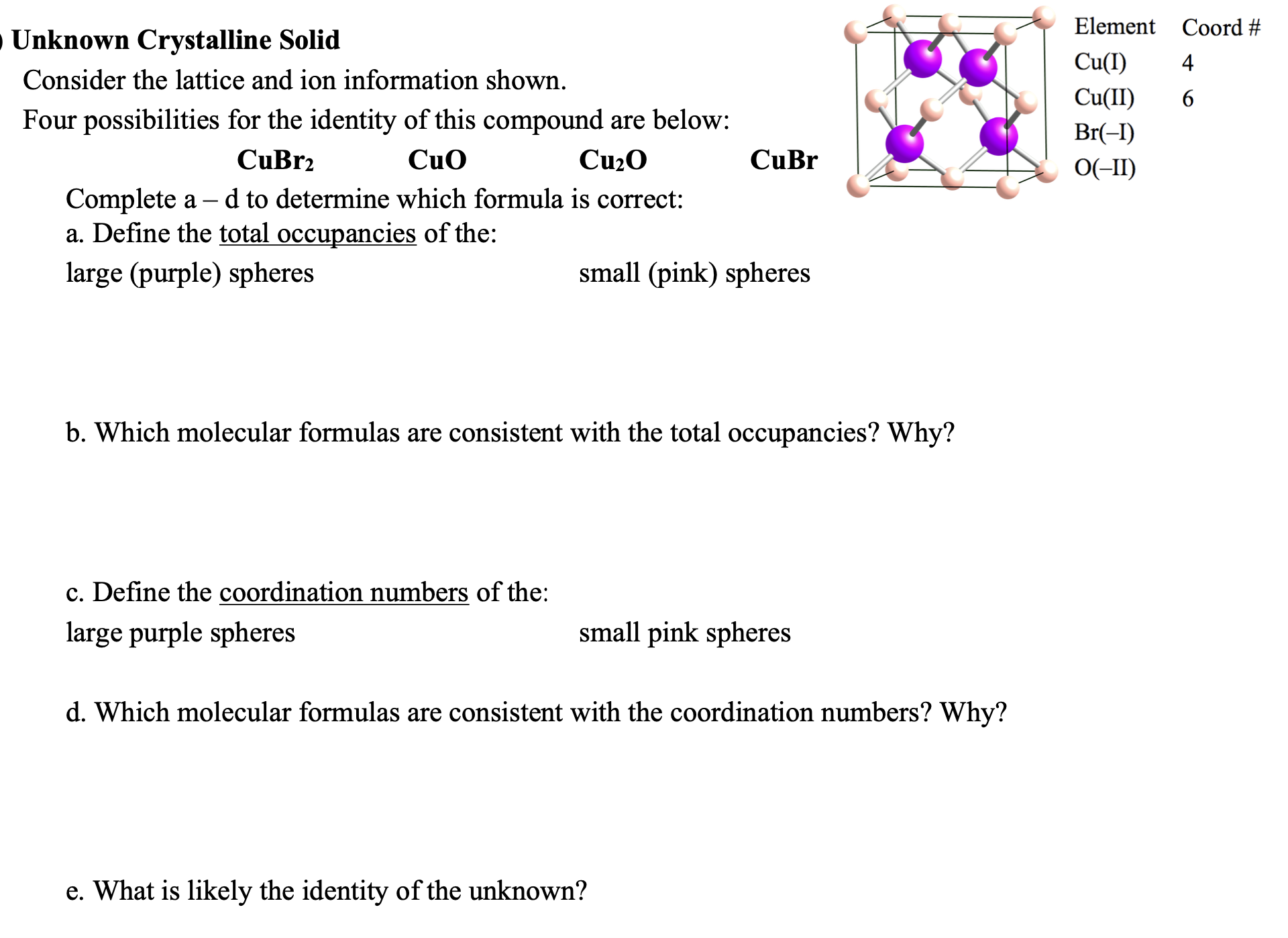 Solved nknown Crystalline Solid Consider the lattice and ion | Chegg.com