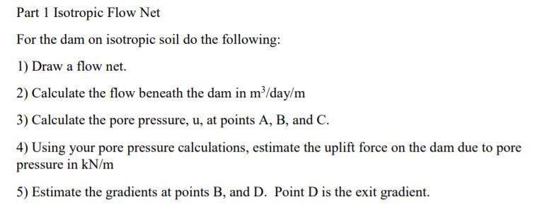 Solved Part 1 Isotropic Flow Net For the dam on isotropic | Chegg.com