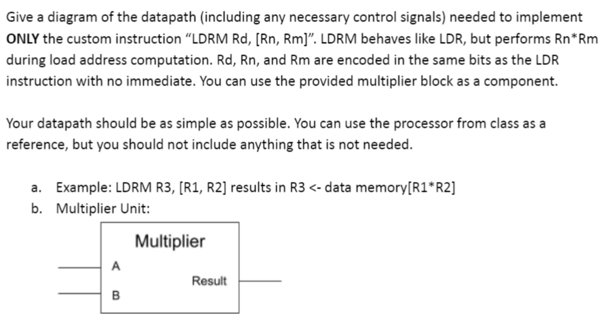 Solved Give a diagram of the datapath (including any | Chegg.com