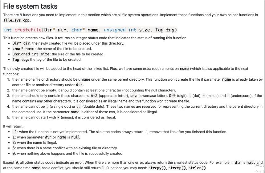 Solved The file system In this assignment, you will | Chegg.com