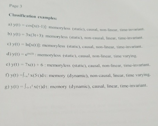 Solved explain why its static/ dynamic , causal/ non causal | Chegg.com