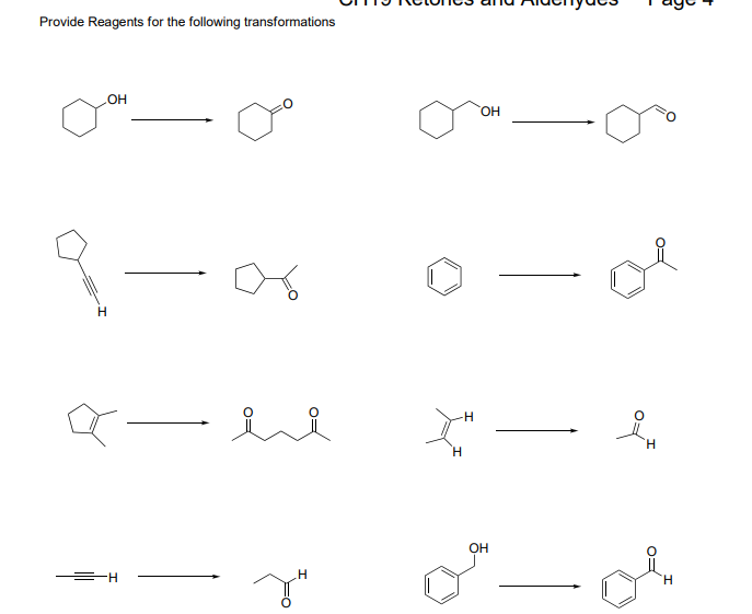 Solved Provide Reagents for the following transformations | Chegg.com