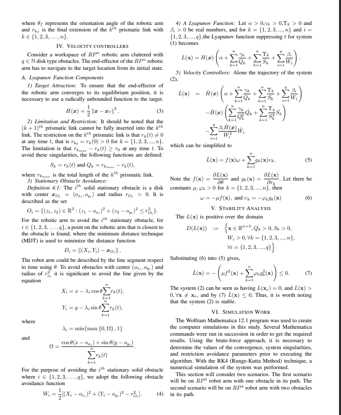 Solved stationary obstacles. Lyapunov-based control scheme | Chegg.com