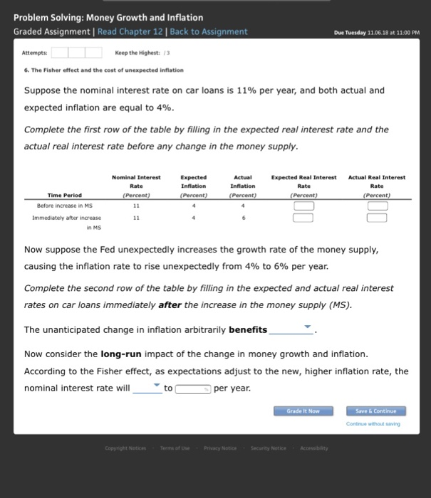 Solved Problem Solving: Money Growth and Inflation Graded | Chegg.com