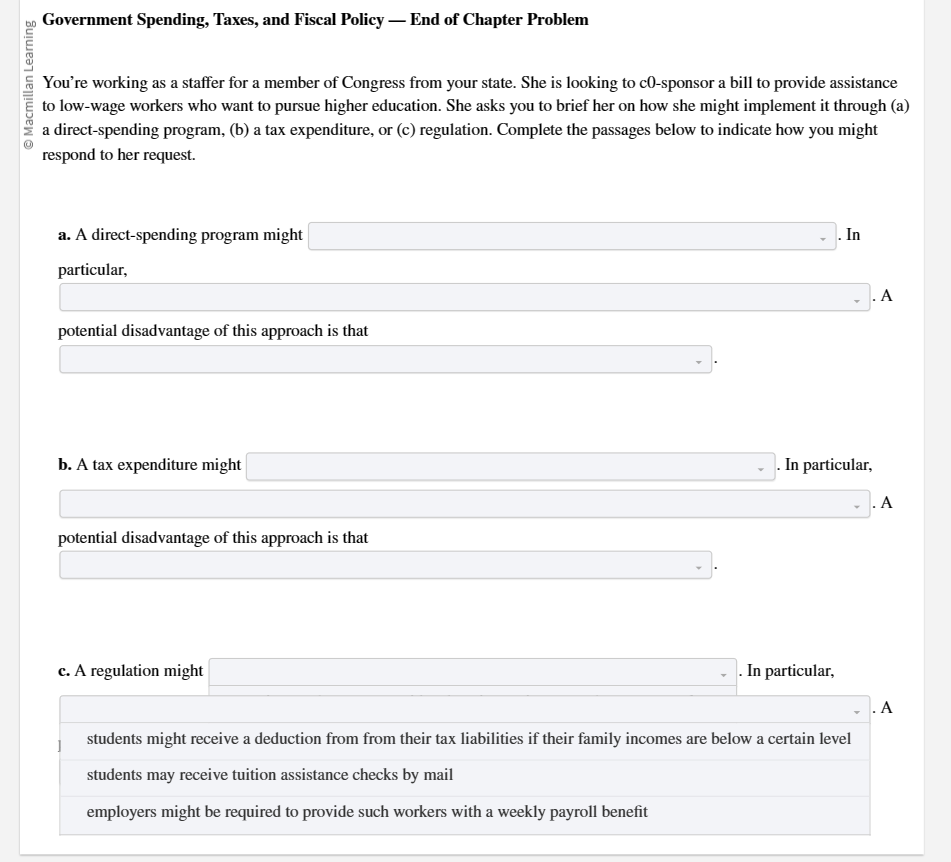 Solved Government Spending, Taxes, and Fiscal Policy — End | Chegg.com
