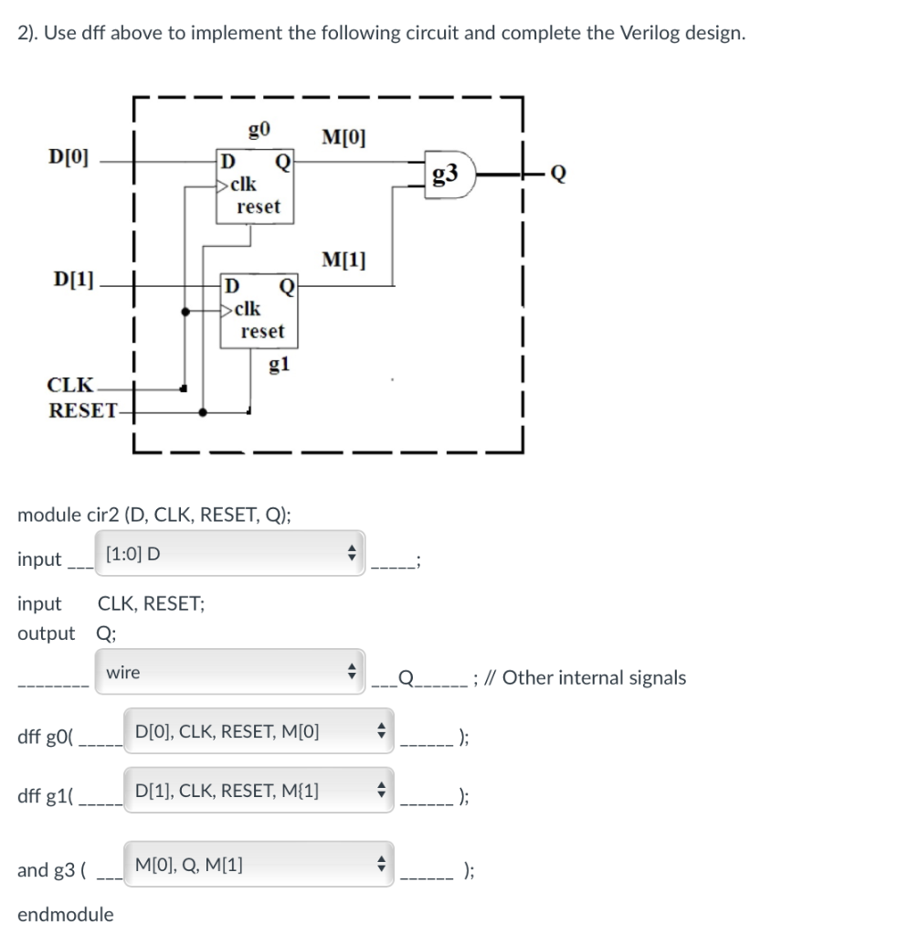 Solved 2 Use Dff Above To Implement The Following Circuit