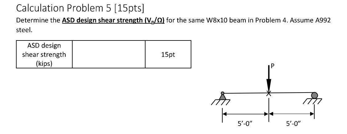 Solved Calculation Problem 5 [15pts] Determine the ASD | Chegg.com