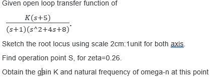 Solved Given open loop transfer function of | Chegg.com
