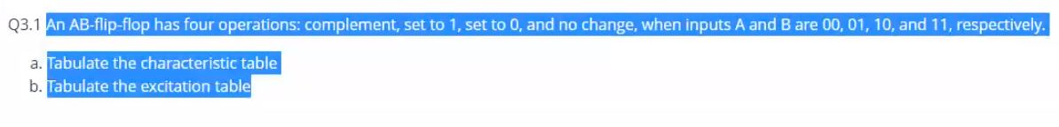 Solved Q3.1 An AB-flip-flop has four operations: complement, | Chegg.com