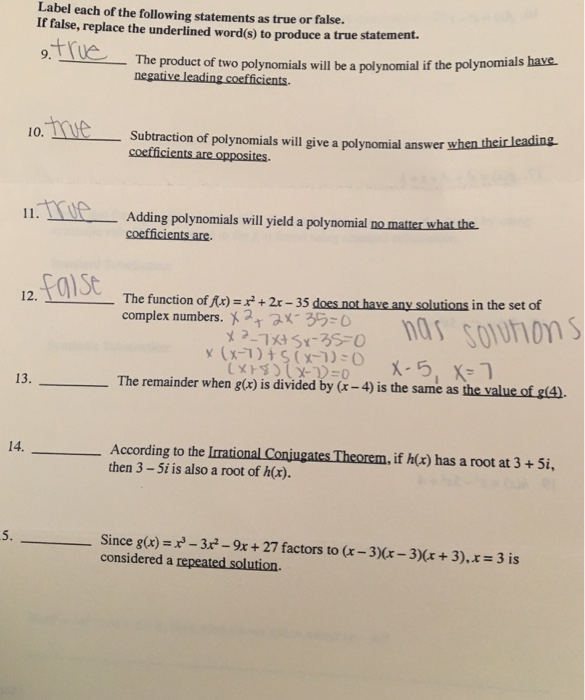 Solved Label each of the following statements as true or | Chegg.com