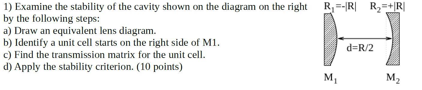 1) Examine the stability of the cavity shown on the | Chegg.com