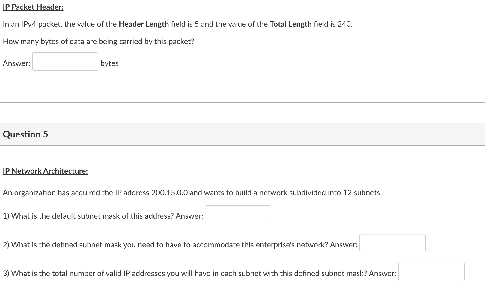 Solved IP addressing: Fill up the table with the adequate | Chegg.com