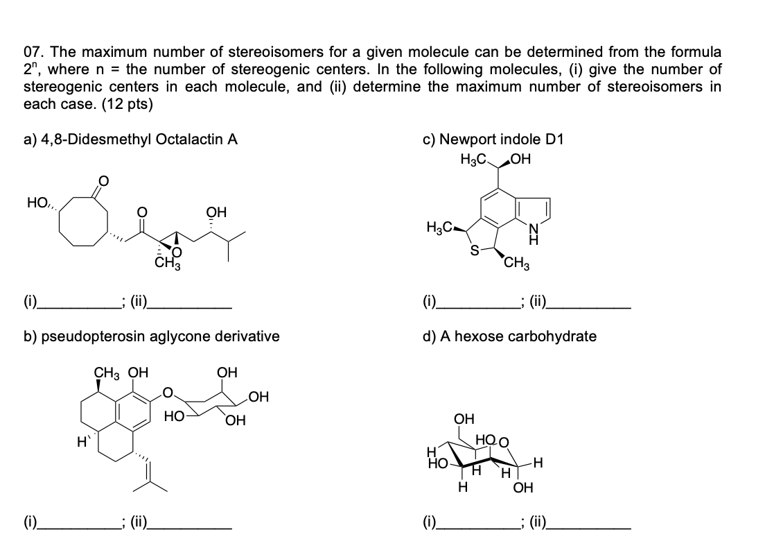 Solved The maximum number of stereoisomers for a given | Chegg.com