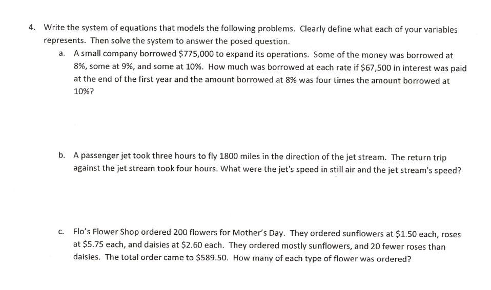 Solved represents. Then solve the system to answer the posed | Chegg.com