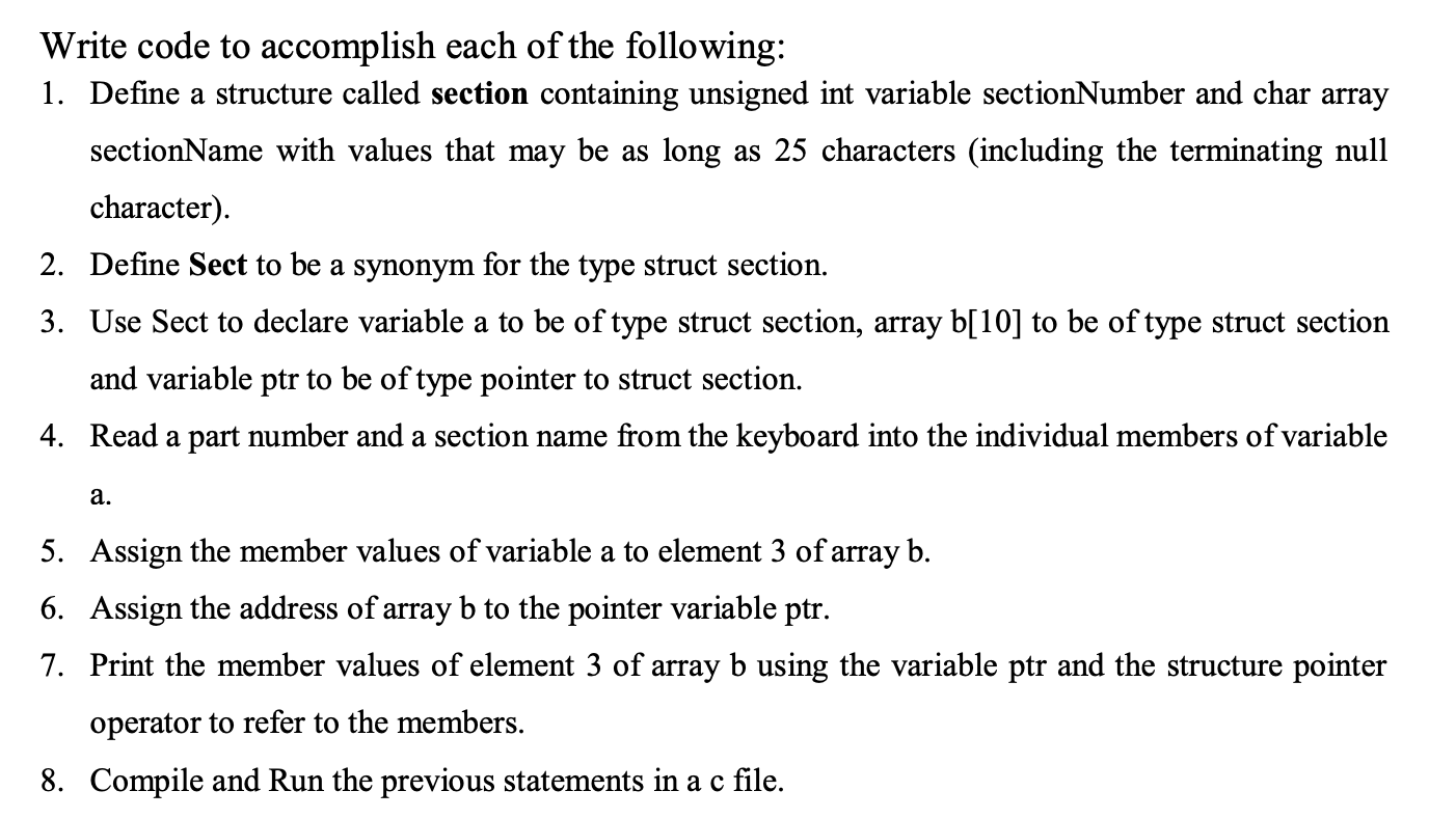 Solved Write Code To Accomplish Each Of The Following 1