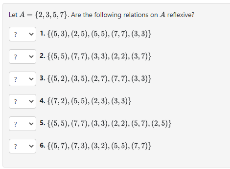 Solved Let A={2,3,5,7}. Are the following relations on A | Chegg.com