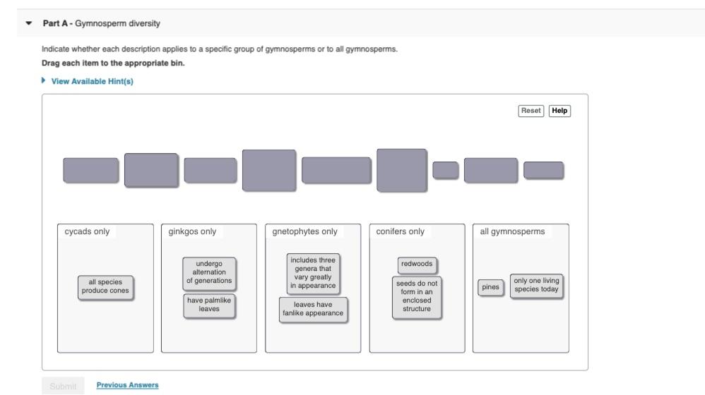 Solved Part A-Gymnosperm diversity Indicate whether each | Chegg.com